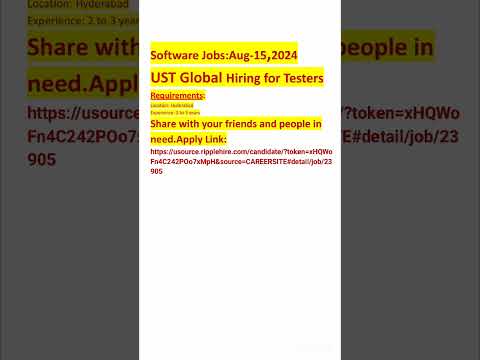 UST Global Hiring for Testers | Software Jobs