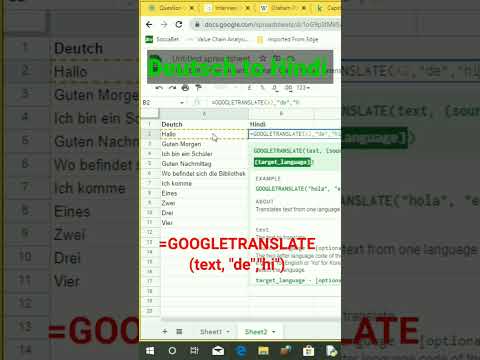 Translate Deutsch/ German to Hindi #excel #short #exceltips #googlesheets
