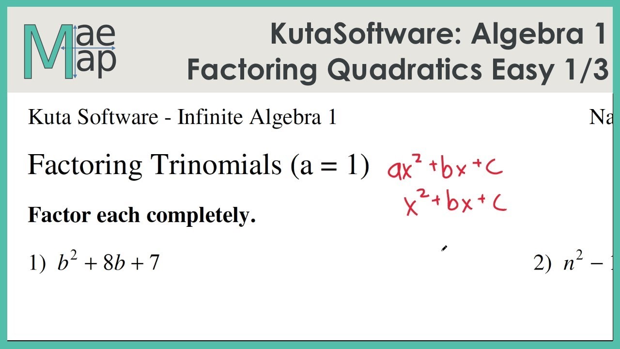 KutaSoftware: Algebra 1- Factoring Quadratic Polynomials Easy Part 1