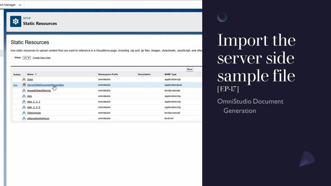 Import the server side OmniStudio Document Generation sample file [EP-17]