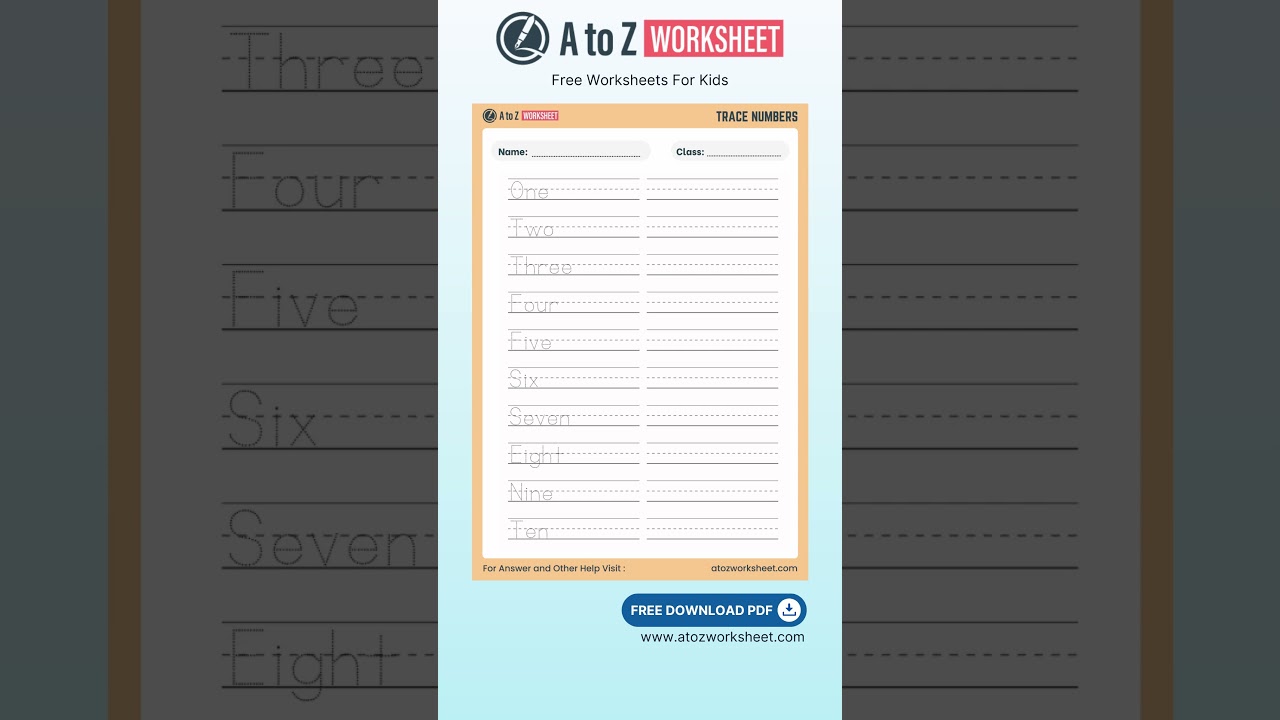 1 to 10 Numbers in Words Tracing Worksheet for Nursery – Free PDF