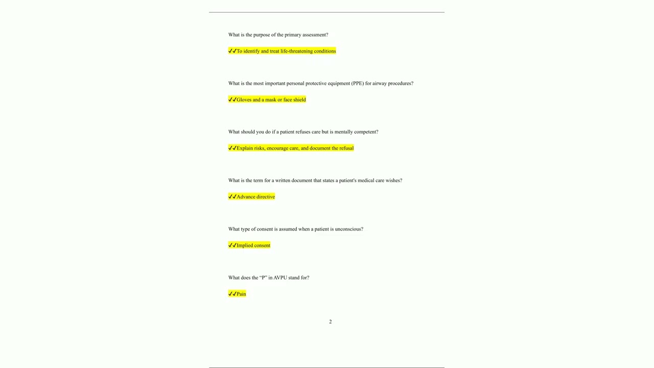 EMT Unit 1 Test Questions and Answers Latest Version 2025/2026 Correct Verified