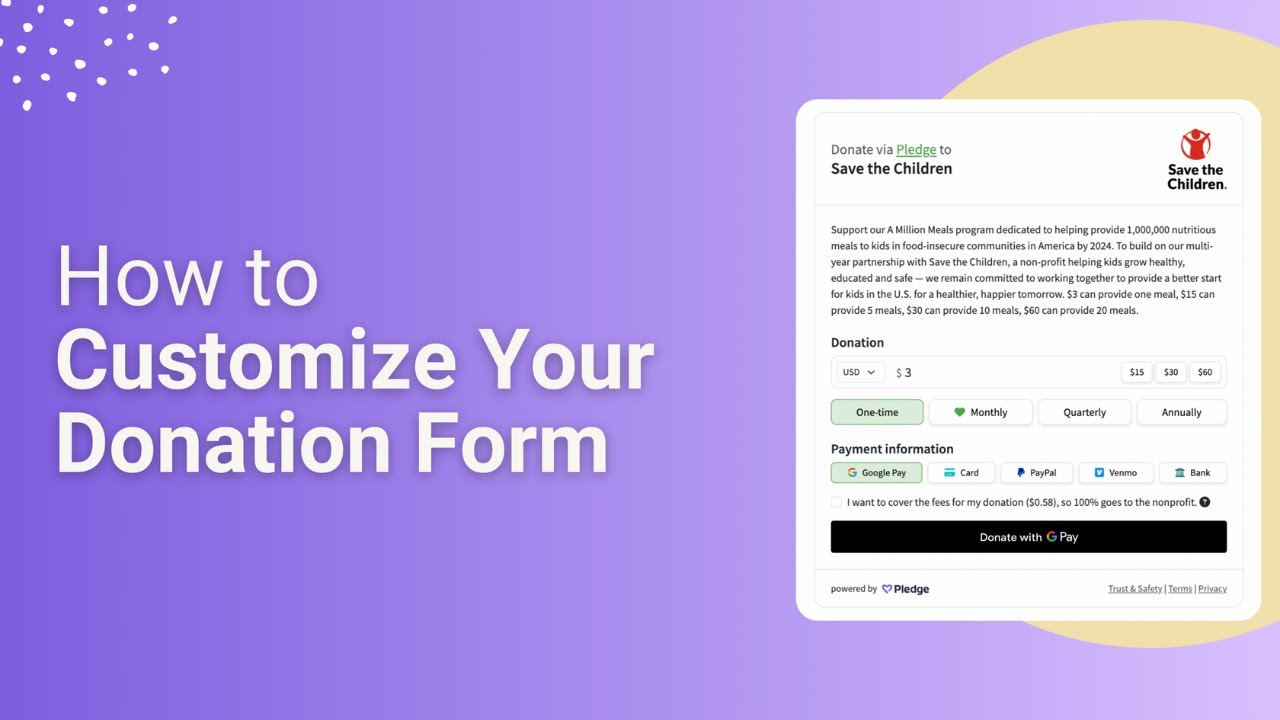 Pledge.to Guide: How to Customize Your Donation Form