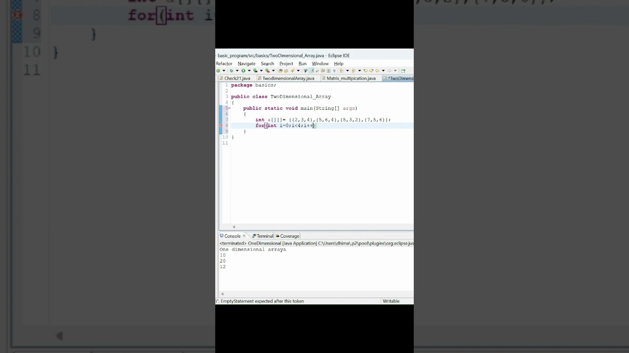 Two-Dimensional Array in Java #array #javaprogramming #javadevelopment #learningvideos #tutorial
