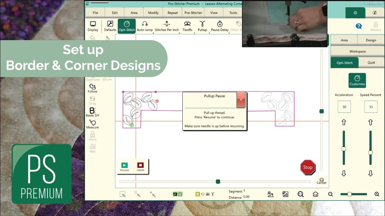 Set up a Border and Corner Design in Pro-Stitcher