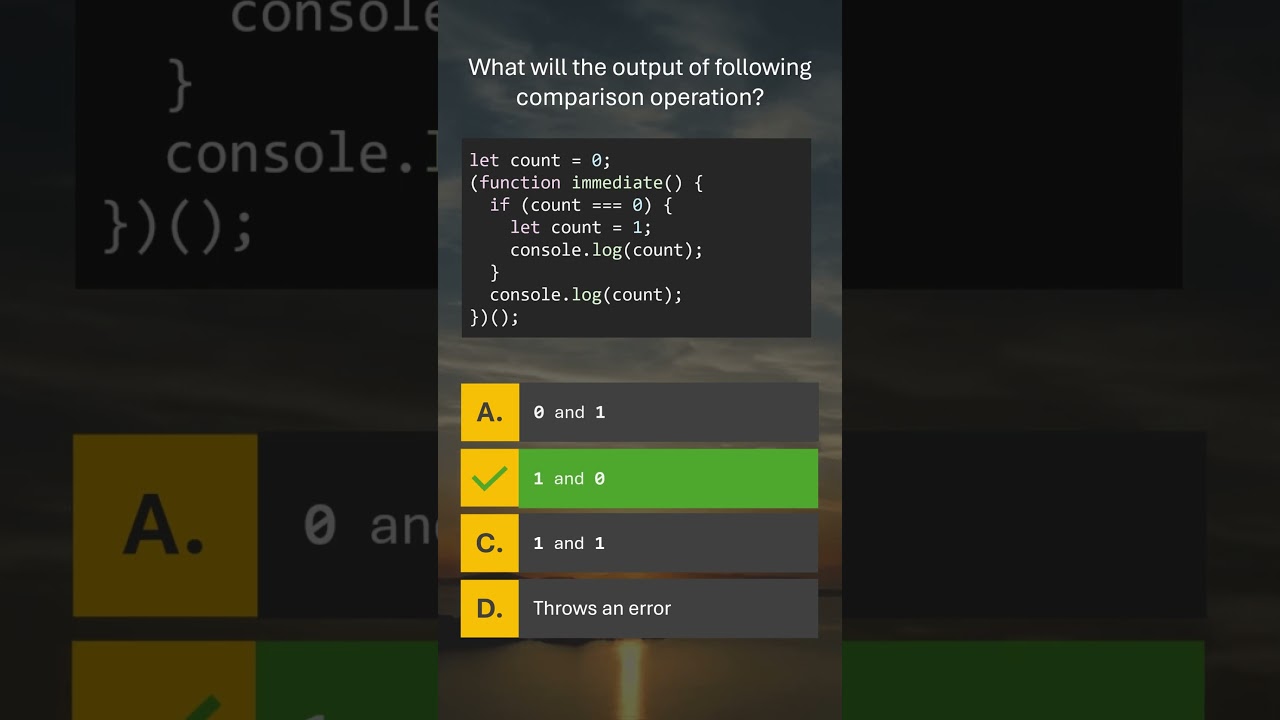 #TestYourJavaScript  24 / 100 JavaScript MCQ & Answer #javascript #programming #coding #procademy