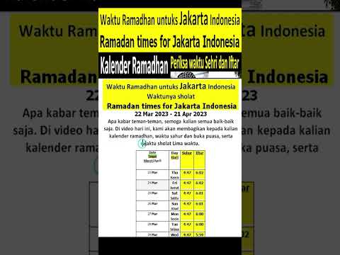 Jakarta Indonesia jadwal imsakiyah ramadhan 2023 || Waktu Ramadhan untuks Jakarta || #Ramadan2023