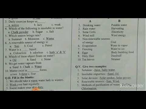 Revision of Science Worksheet Class 3