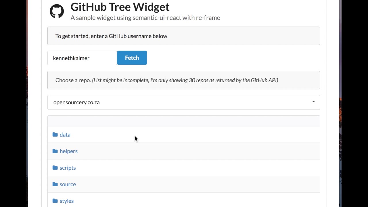 Github Tree Widget demo