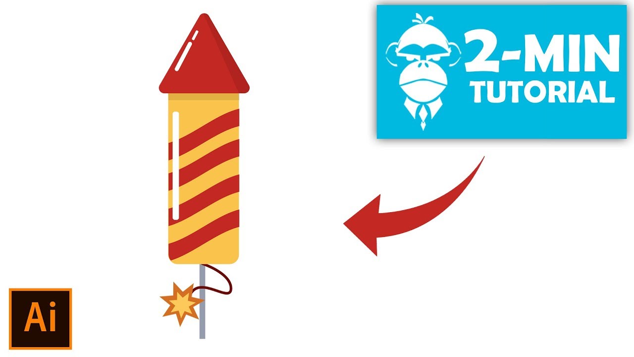 Flat Design Rocket Fireworks - Illustrator Tutorial