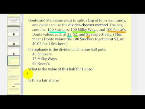 Fair Division: The Divider-Chooser Method | Math Help from Arithmetic ...