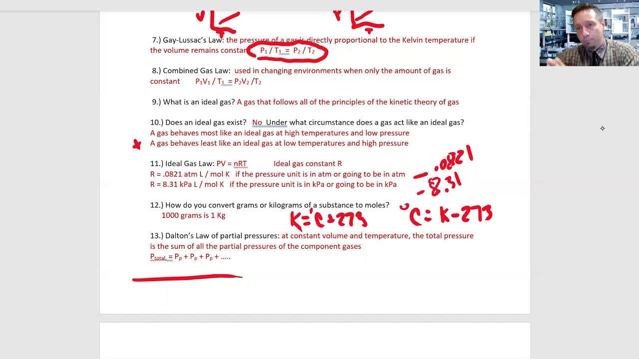 Chemistry Gas Laws Test Study Guide