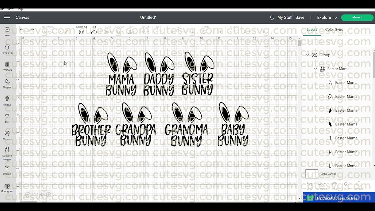 Mama Bunny SVG, Easter Family  PNG, DXF, EPS Cut files
