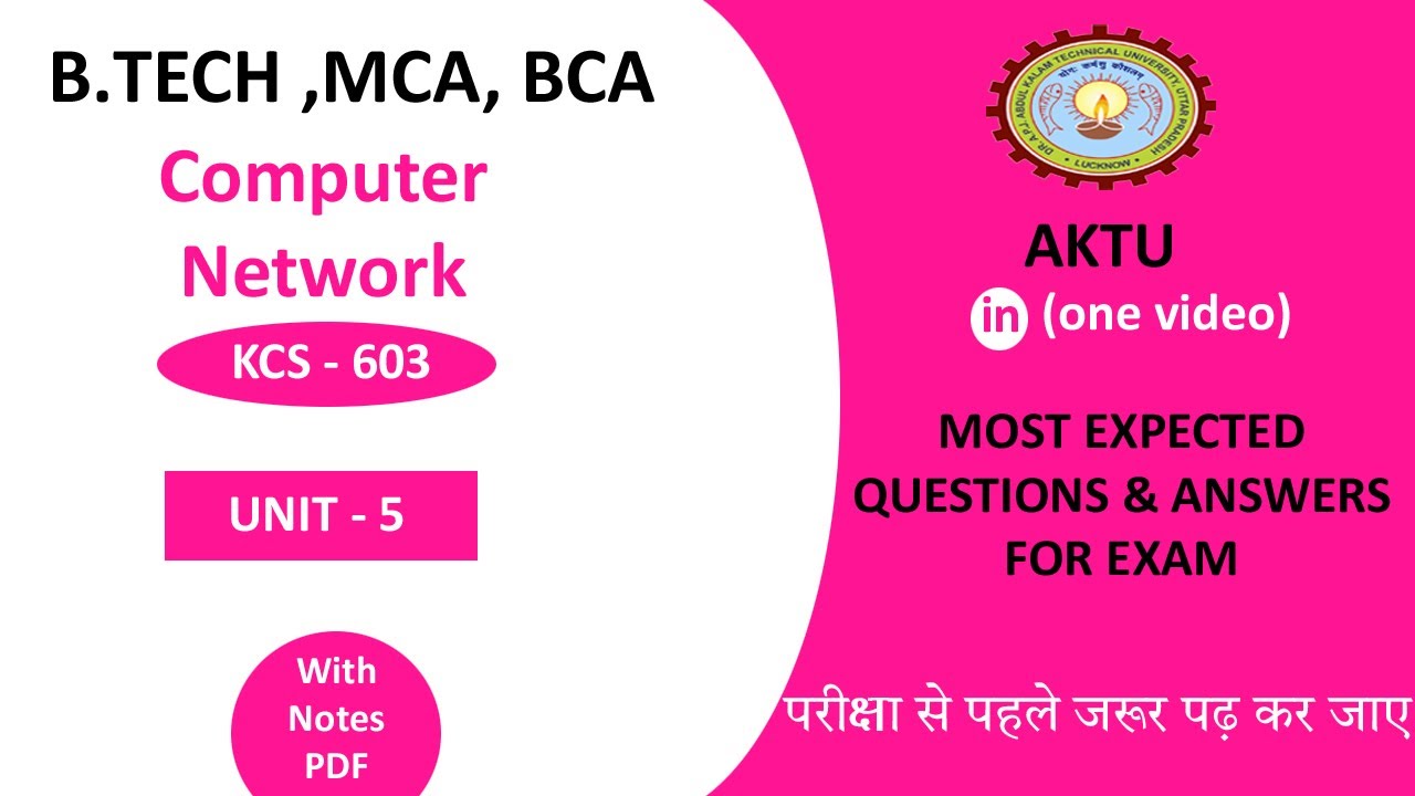 Computer Networks UNIT-5 KCS 603 B.TECH AKTU 3rd Year NOTES PDF #computernetwork #computernetworking