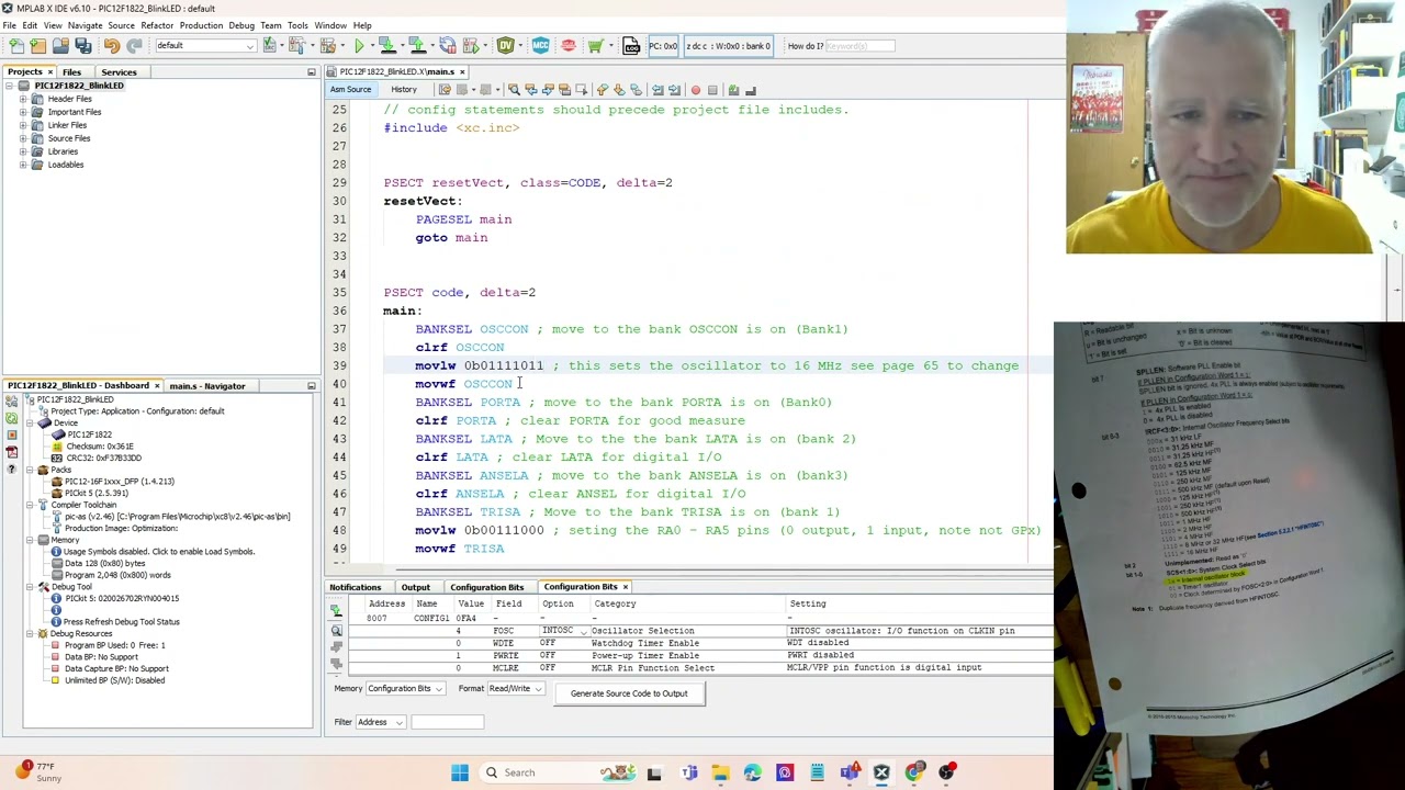 PIC12F1822 Lab 1 - Getting Started: The Classic LED Blink