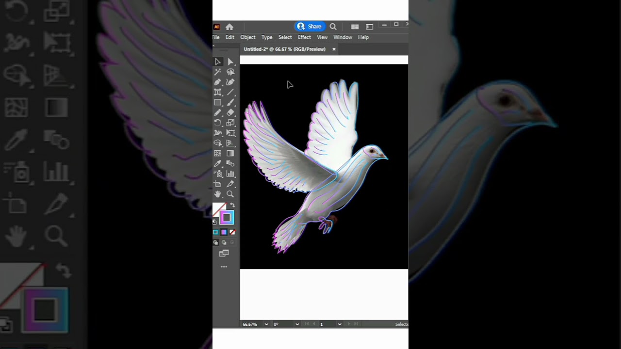 Line art tutorial in 1 minute using Adobe Illustrator software.