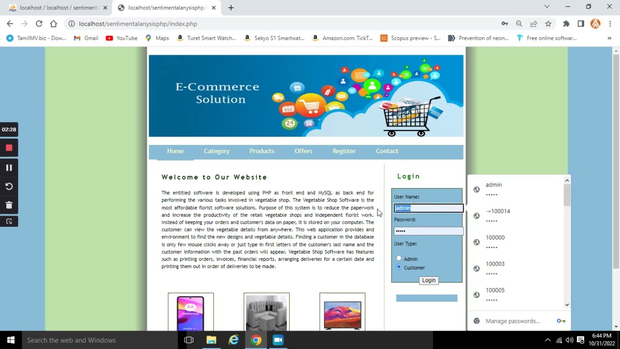 SENTIMENTAL ANALYSIS PROJECT in PHP