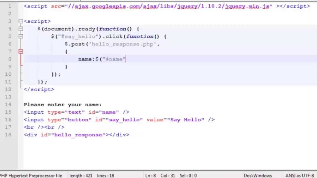 jQuery Programming - Simple POST Request Tutorial Using $.post Function
