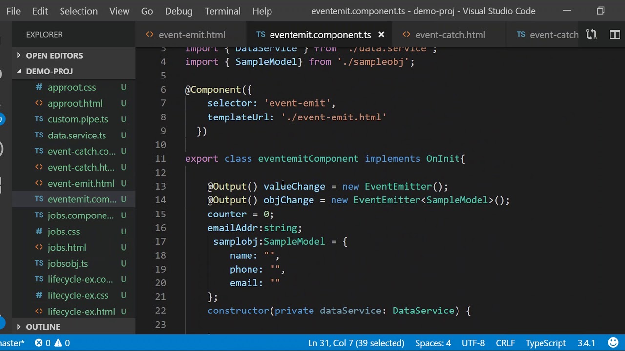 Angular 7 - Emitting Events