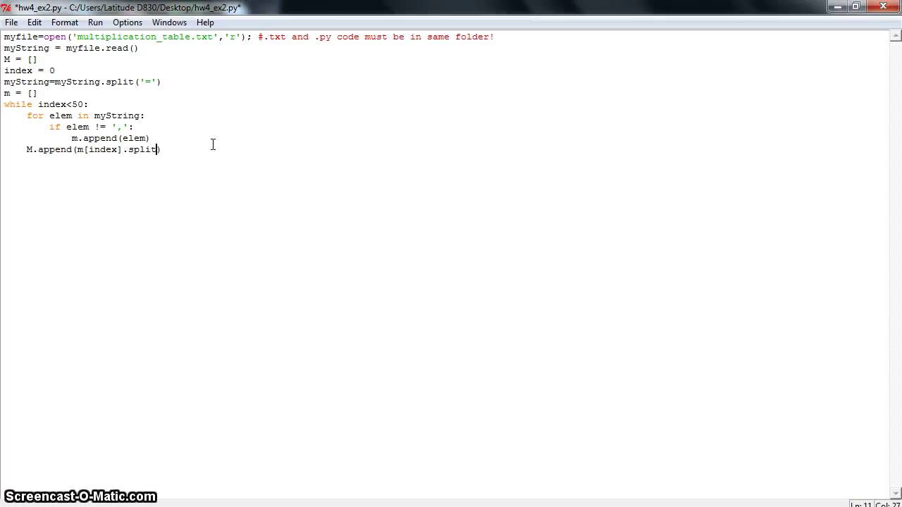 Python Homework 4.2 - Multiplication Table