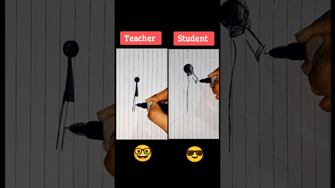 Teacher vs Student Drawing Challenge StickMan #art #stickman #howtodraw