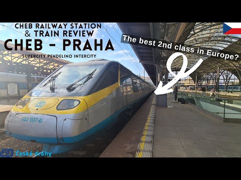 Cheb - Prague (Praha) in Czechia with a Pendelino SuperCity tilting train. Station & train review