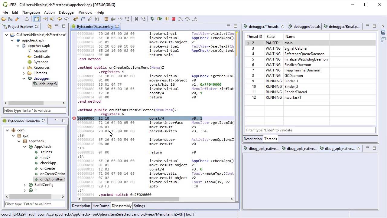 Debugging Android Dalvik and native code seamlessly with JEB