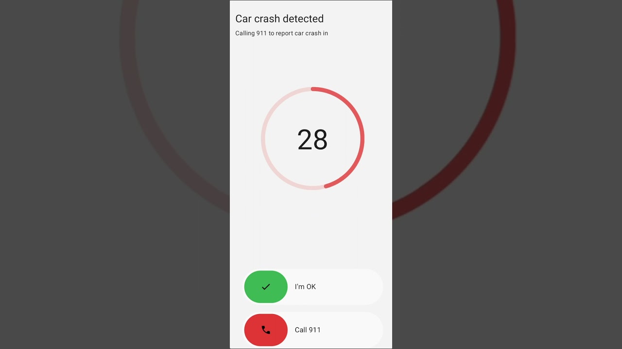 Google Pixel Car Crash Detection screen and sound