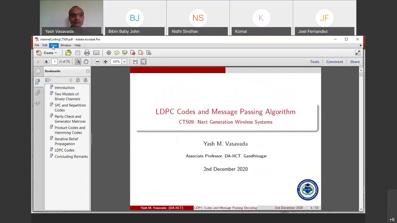 CT509 Lecture 23 Product and LDPC Codes and Message Passing Algorithm