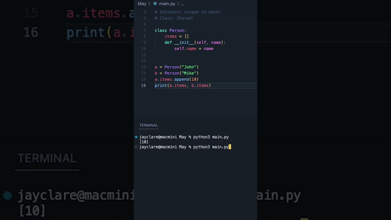 Python 3 | Instance Vs Class Attributes Made Simple! #coding #programming