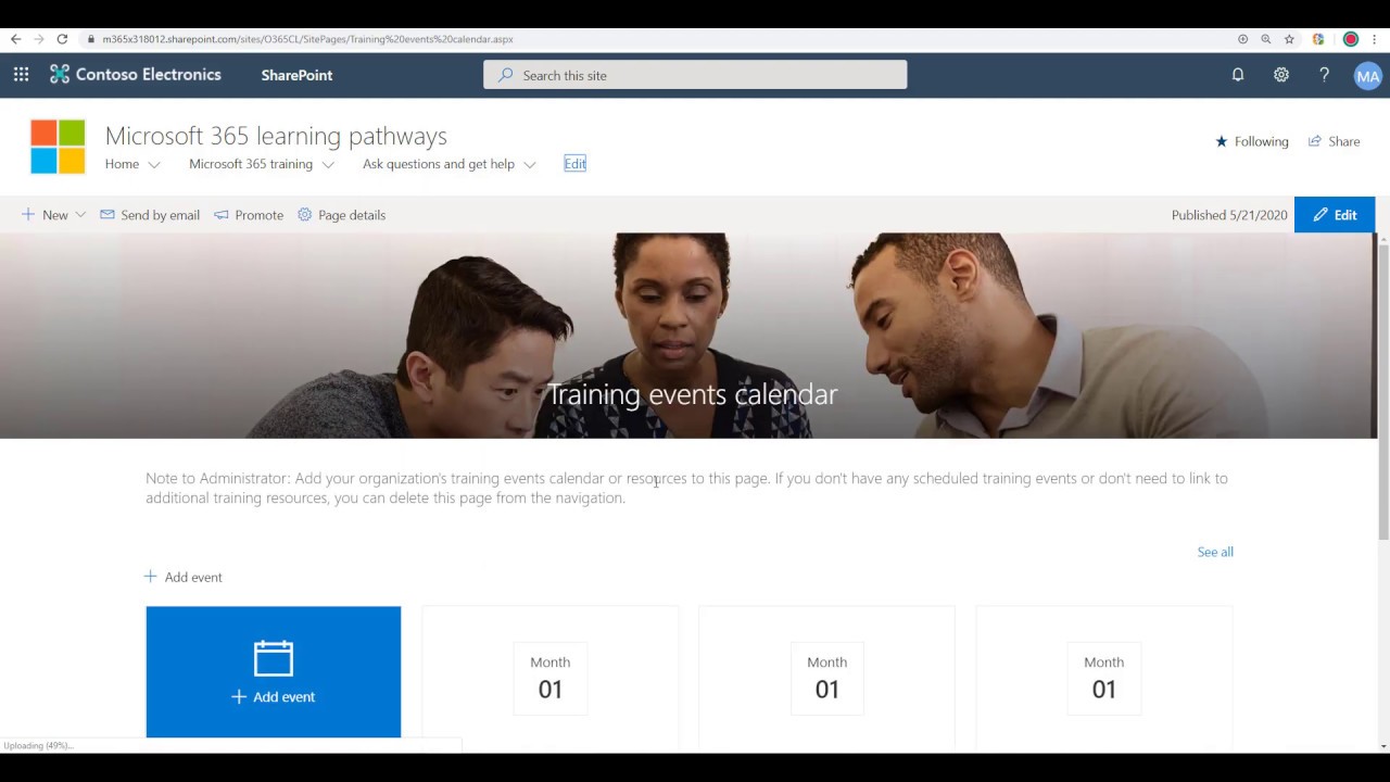 Basic initial configuration and rollout of Microsoft Learning Pathways site