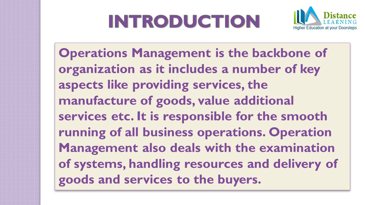 Distance Education MBA in Operations Management