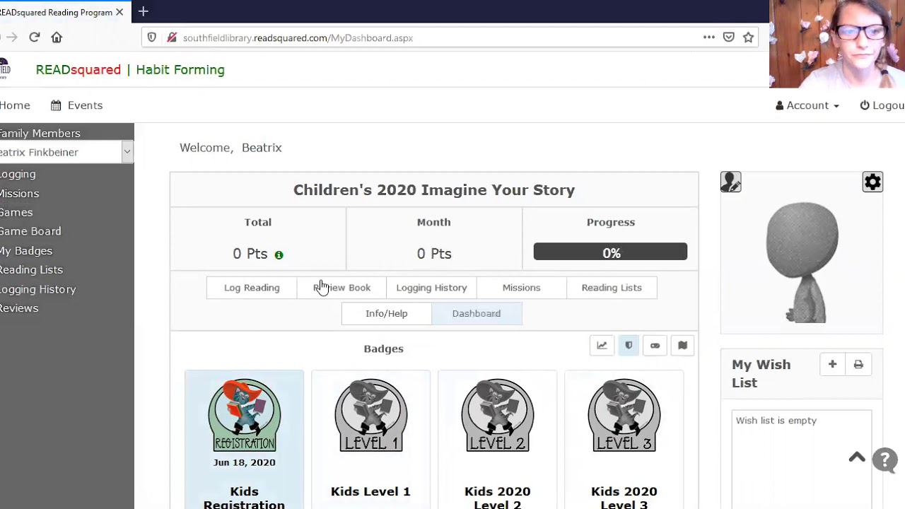 Logging Reading on READSquared
