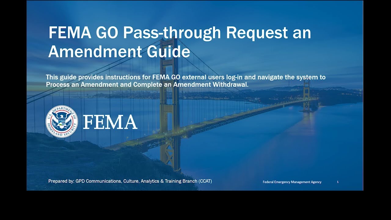 FEMA GO Pass-through Request an Amendment