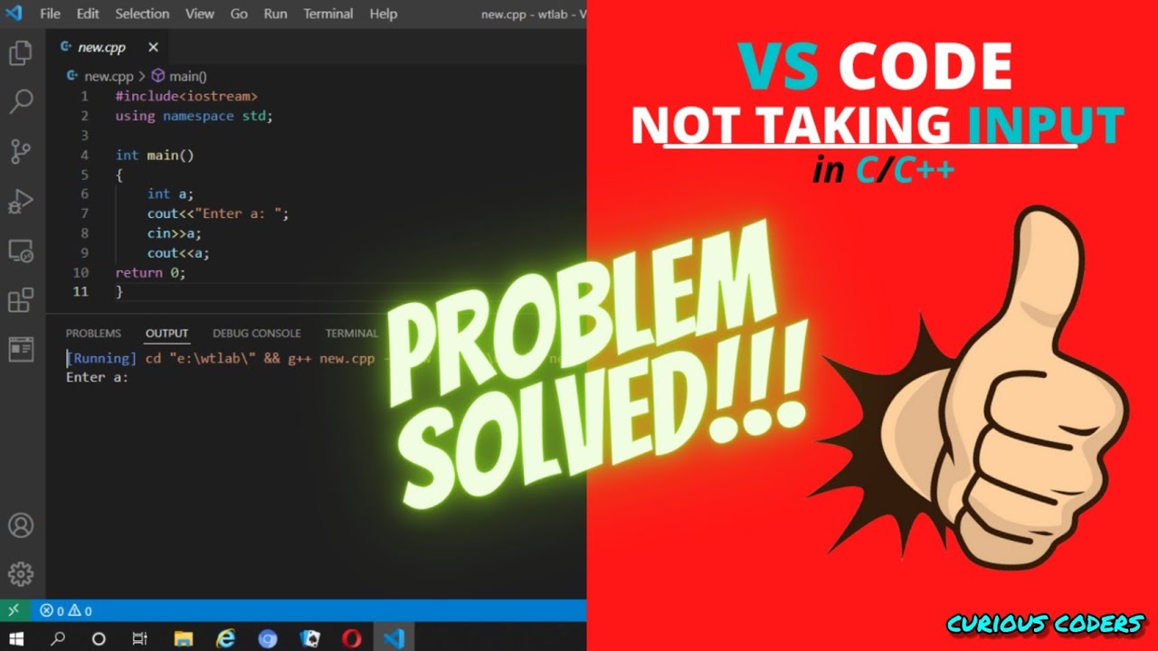 VS Code Not Running Code | VS Code Not Taking Input | C/C++ | Curious Coders Join @d.eadaim