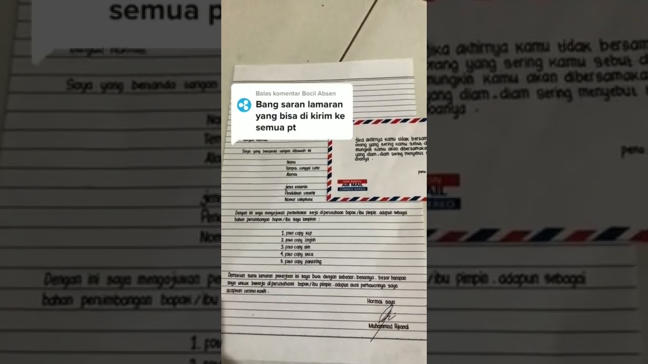 CONTOH SURAT LAMARAN KERJA #suratlamaranpekerjaan #suratlamaran #suratlamarankerja