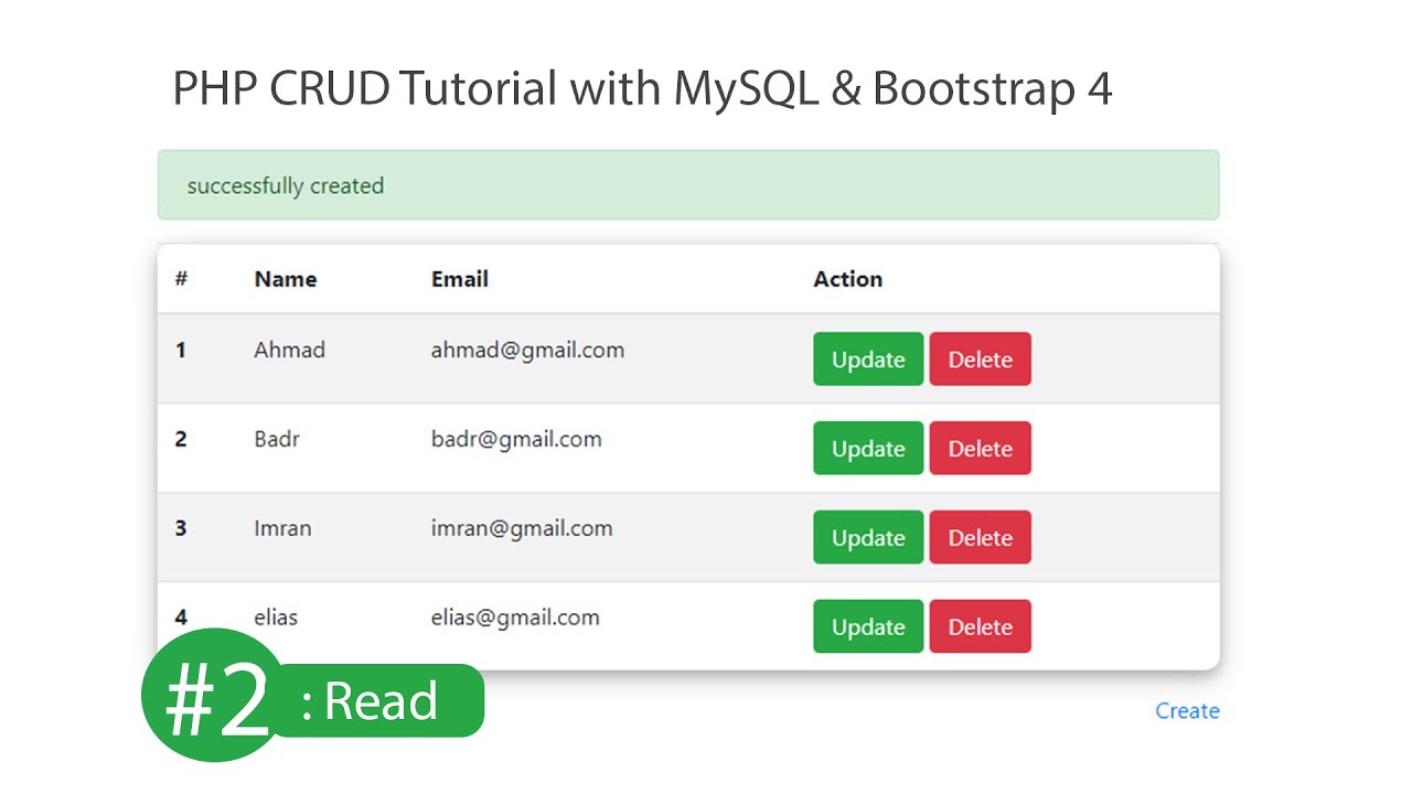 PHP CRUD Tutorial with MySQL & Bootstrap 4 #2 Read