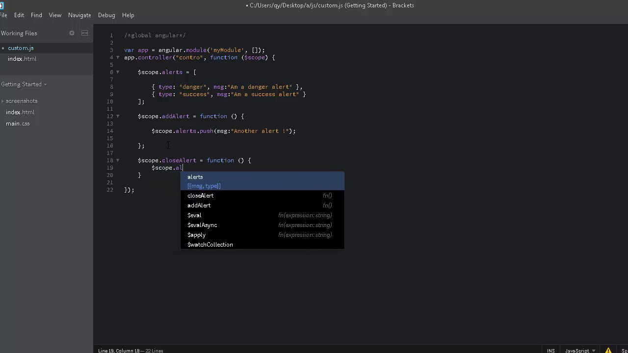 How To Use Alerts by UI Bootstrap Created by Angular JS Team ( Video Tutorial )