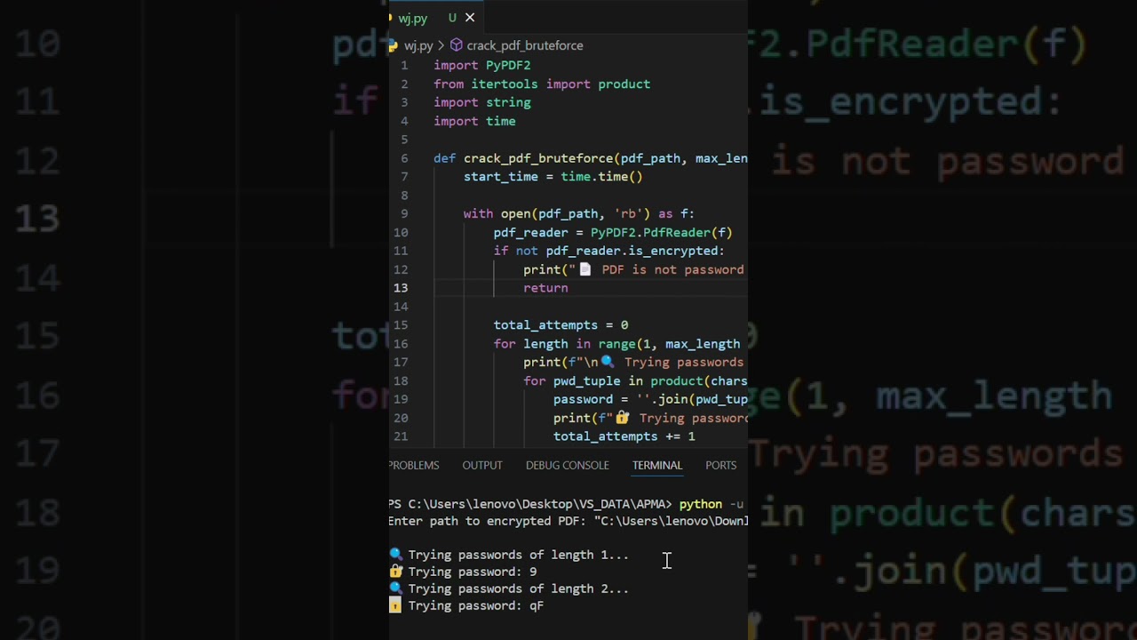 pdf password cracker #coding #programming #education #python #tecnologia #developer #goviral