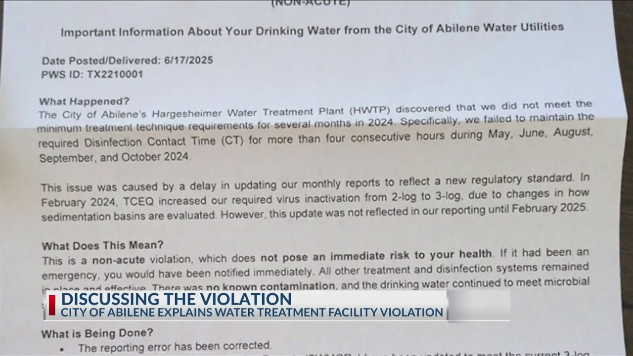 Abilene official explains water treatment violation