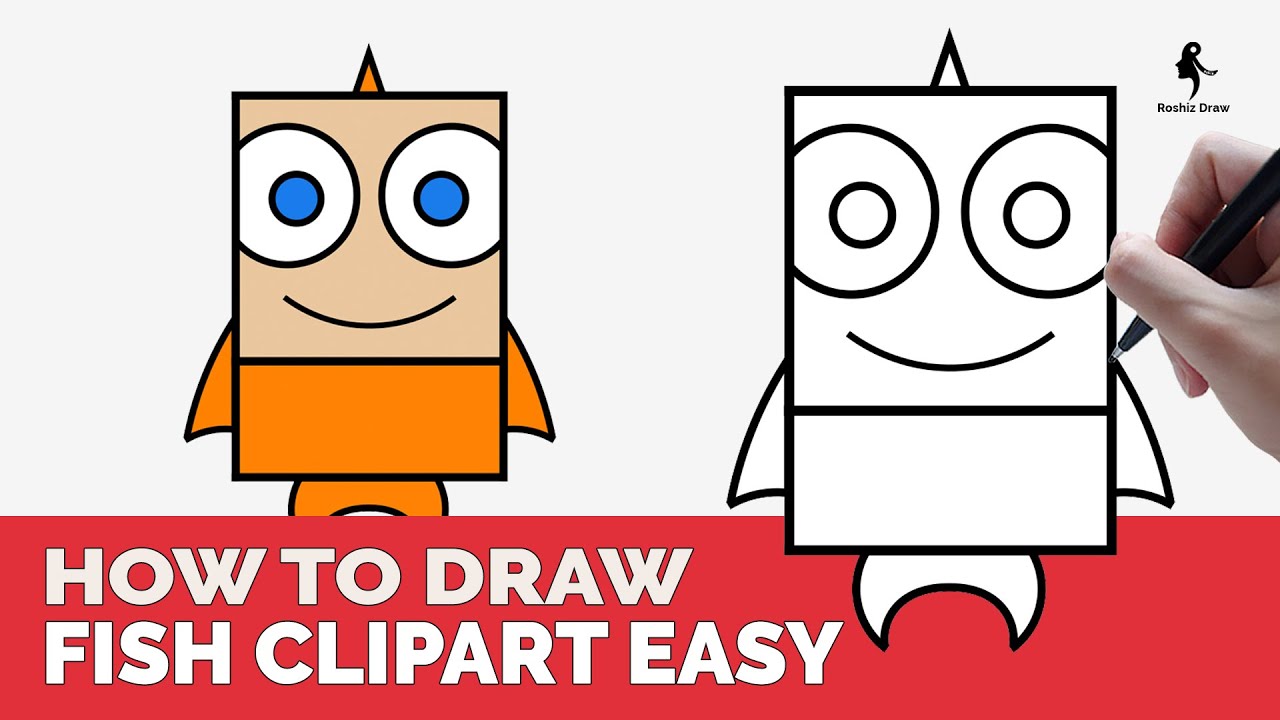HOW TO DRAW FISH CLIPART EASY