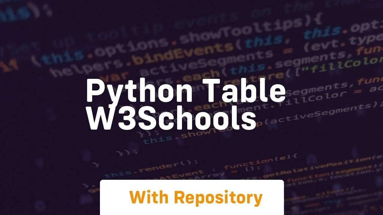 python table w3schools