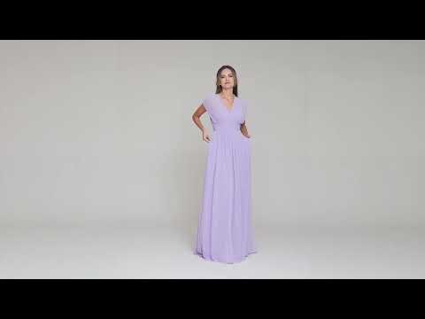Chiffon V Neck Cap Sleeve Floor Length Bridesmaid Dresses | Yelure 💖