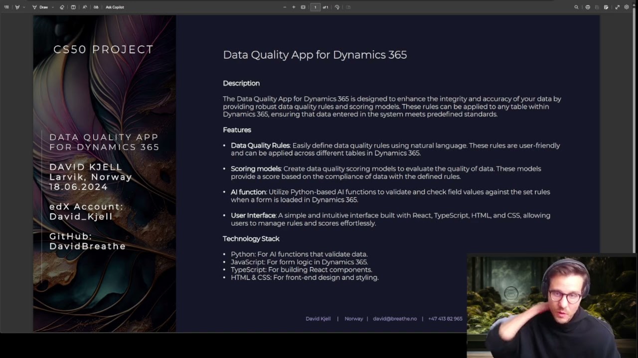 CS50 Final Project - Data Quality App for Dynamics 365