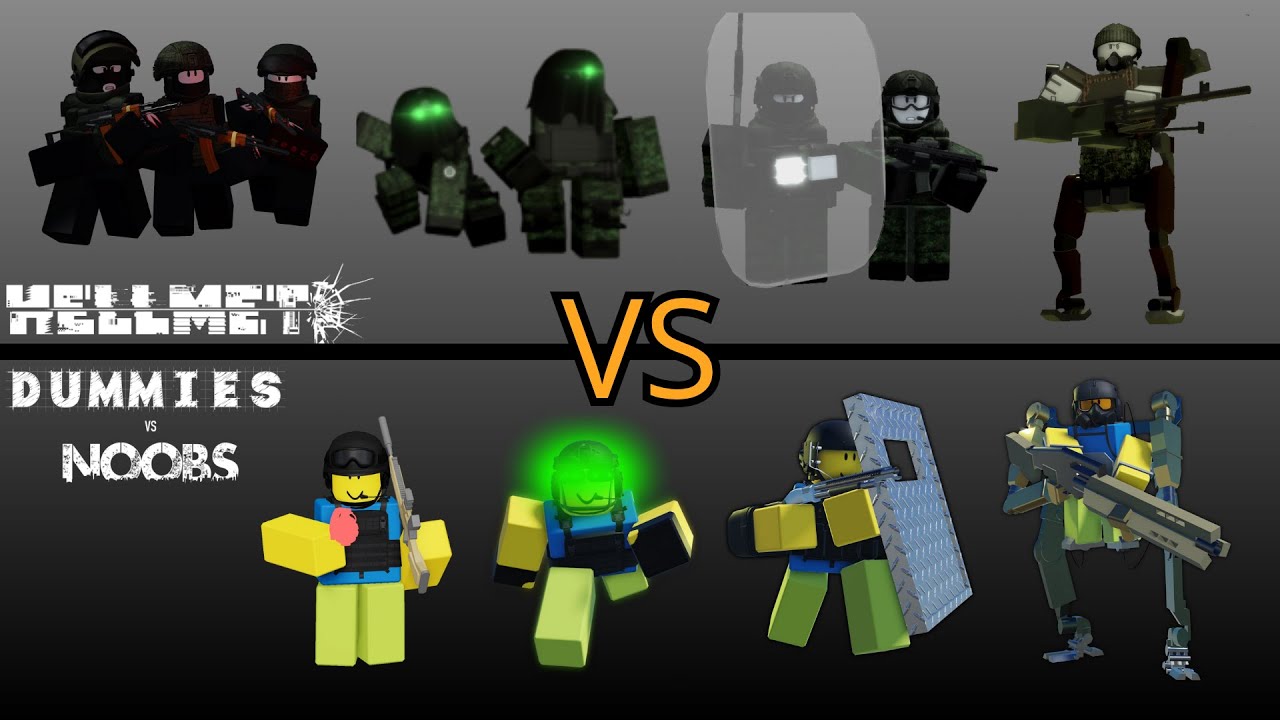 Comparing HELLMET and Dummies vs Noobs Enemies! Info & Tips For Defeating Them! (Roblox)