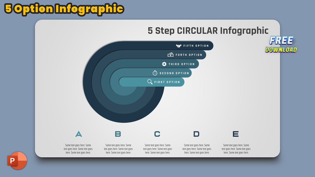 101.PowerPoint Graphic Design - 5 Step CIRCULAR Infographic Template | Free Dpownload