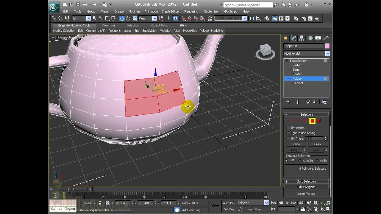 Vertex, Edge, Border, Polygon, Element Sub-Object Levels  - 3DSMax2012