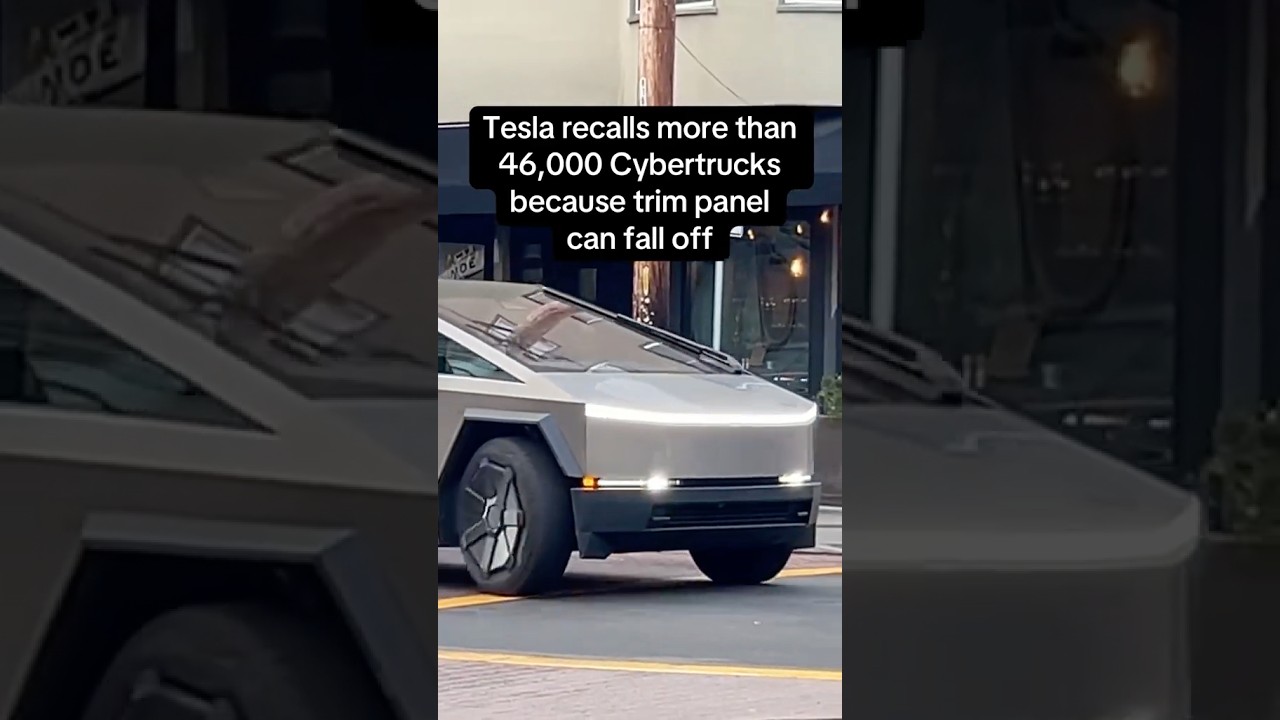 Tesla recalls over 46,000 Cybertrucks because stainless steel part can fall off #shorts