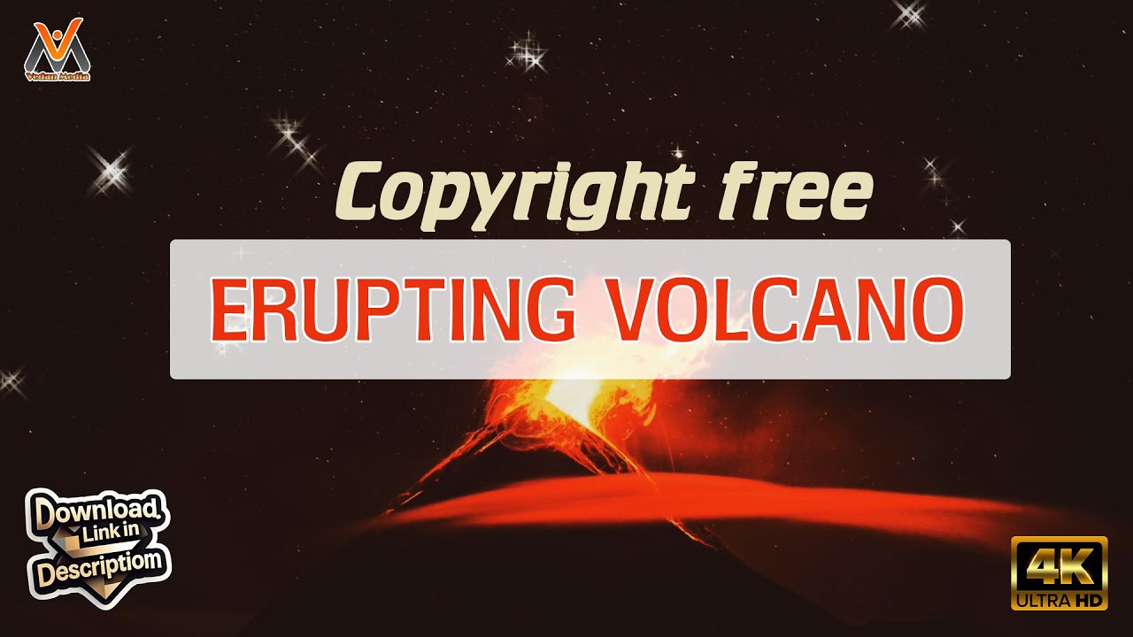 Erupting Volcano Animation | Copyright free Cosmic Lava Flow Under Starry Night | VM1158
