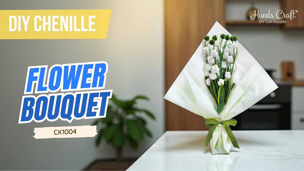 DIY Chenille Flower Bouquet Kit – White Tulip